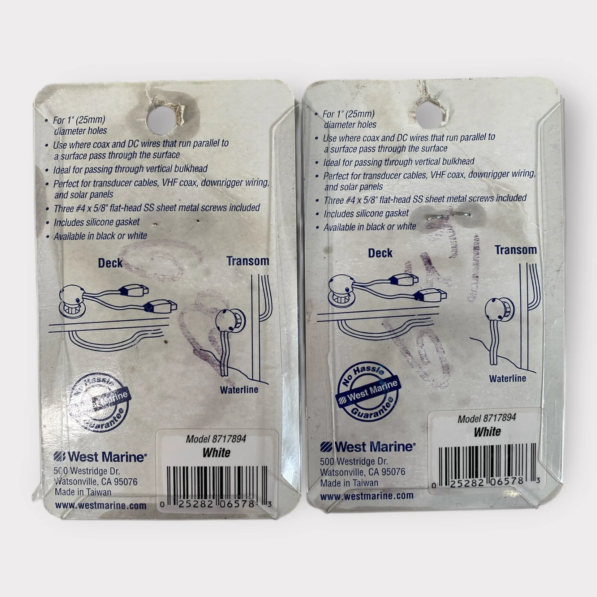 West Marine 8717894 Thru Bulkhead Wire Cap For 1" Diameter Hole - White ...