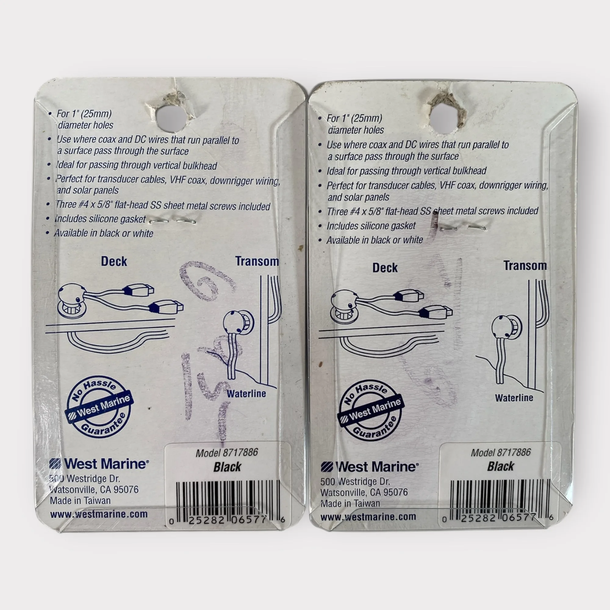 West Marine 8717886 Thru Bulkhead Wire Cap For 1" Diameter Hole - Black ...