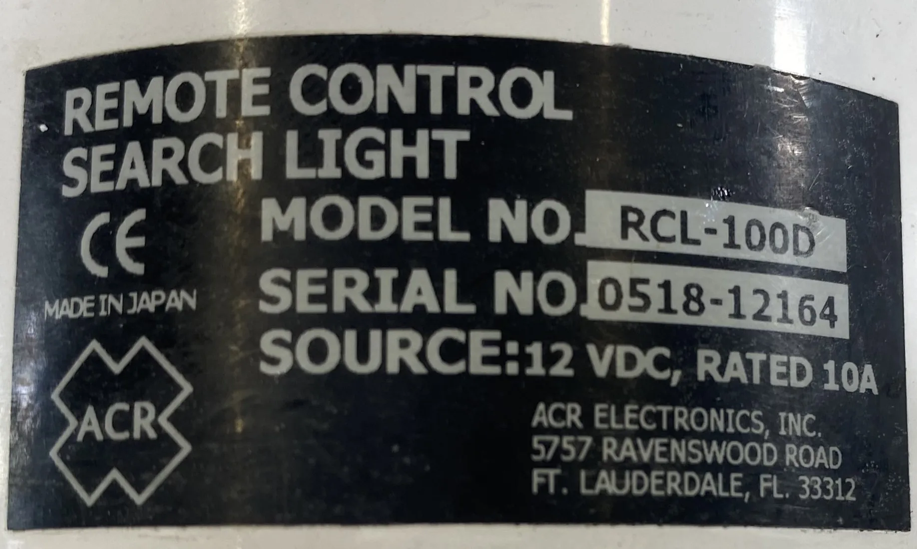 ACR RCL-100D 12v Remote Control Search Light + Point Pad ~TESTED GOOD ...