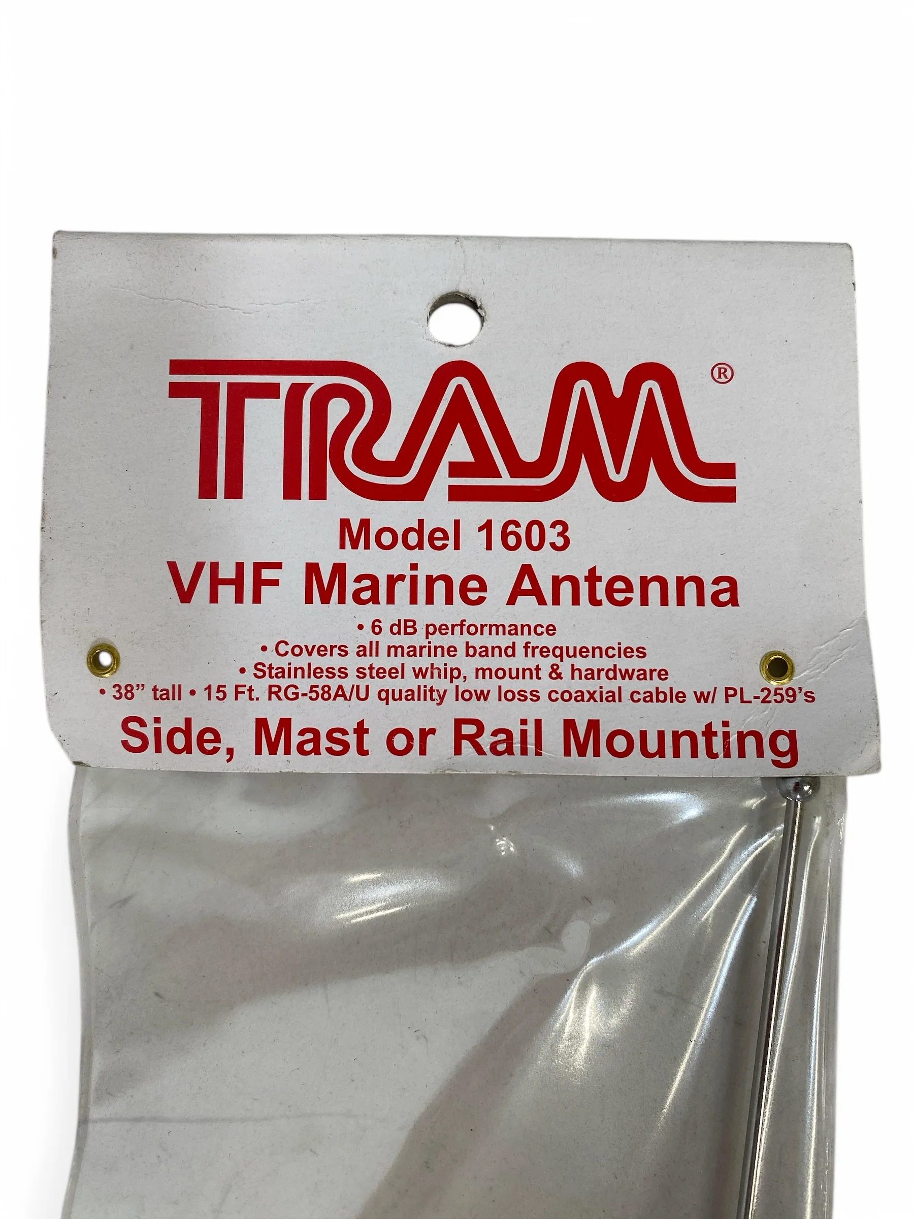 Tram 1603 38" VHF Marine Stainless-Steel Side/Mast/Rail Mount Antenna ...