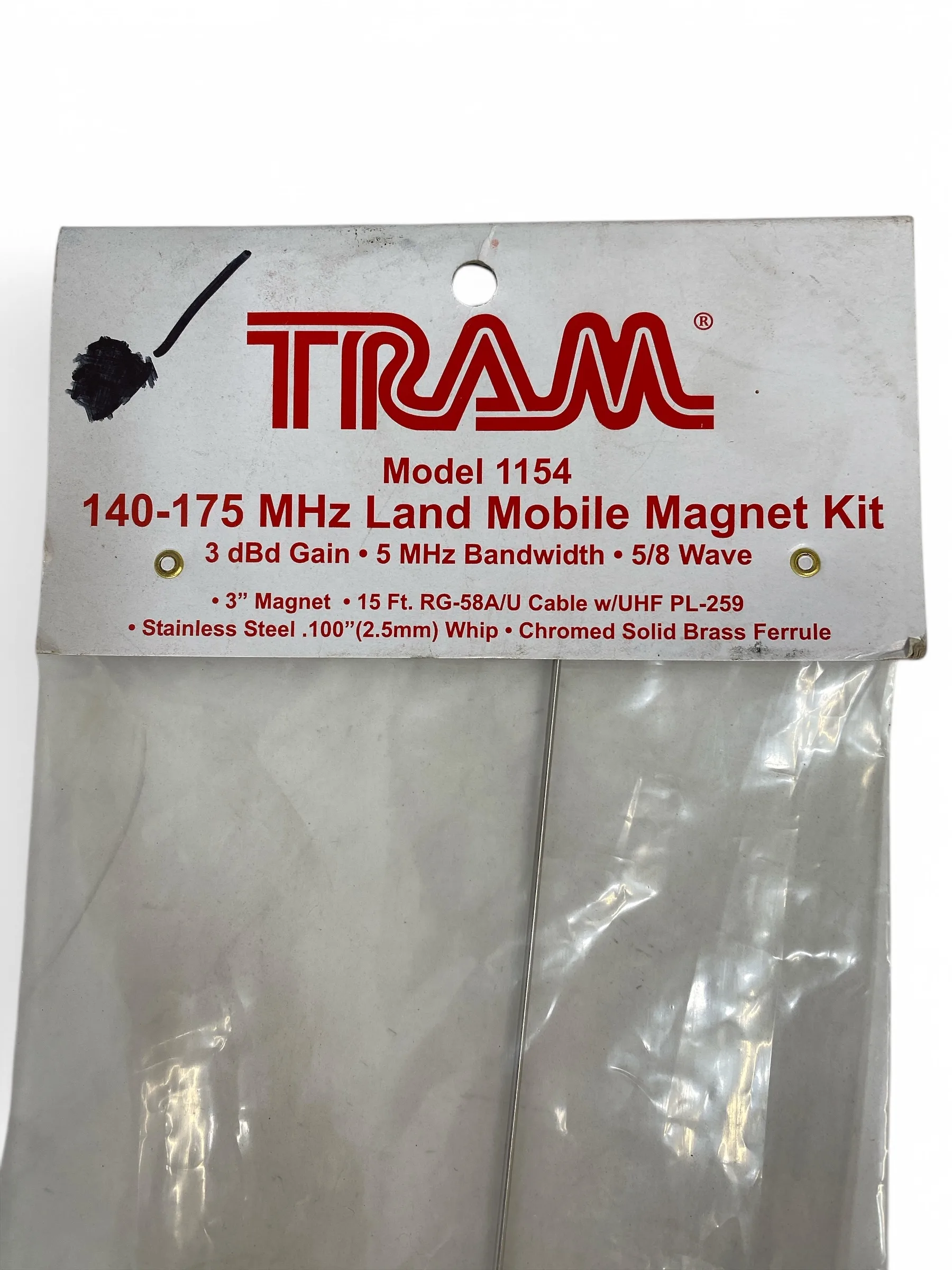 Tram 1154 VHF 49" Land Mobile Magnet Antenna Kit - 3dBd **New** - Max ...