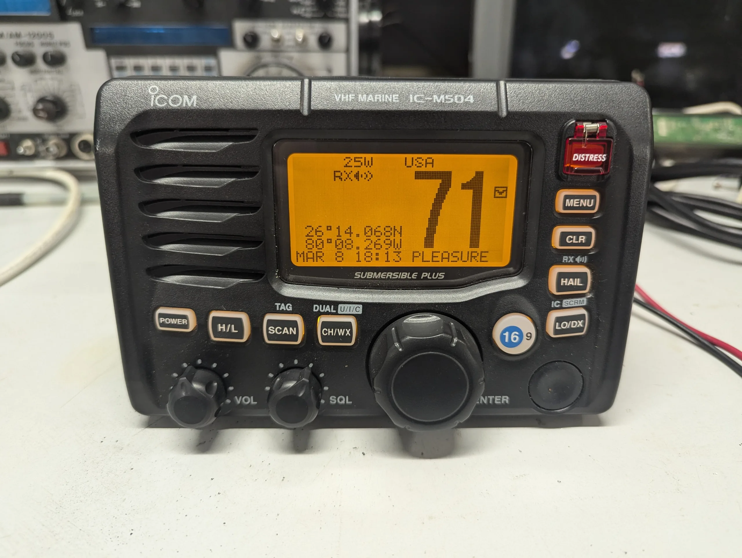 Icom IC-M504A Weatherproof Marine DSC VHF Radio With Rear Attached Mic ...