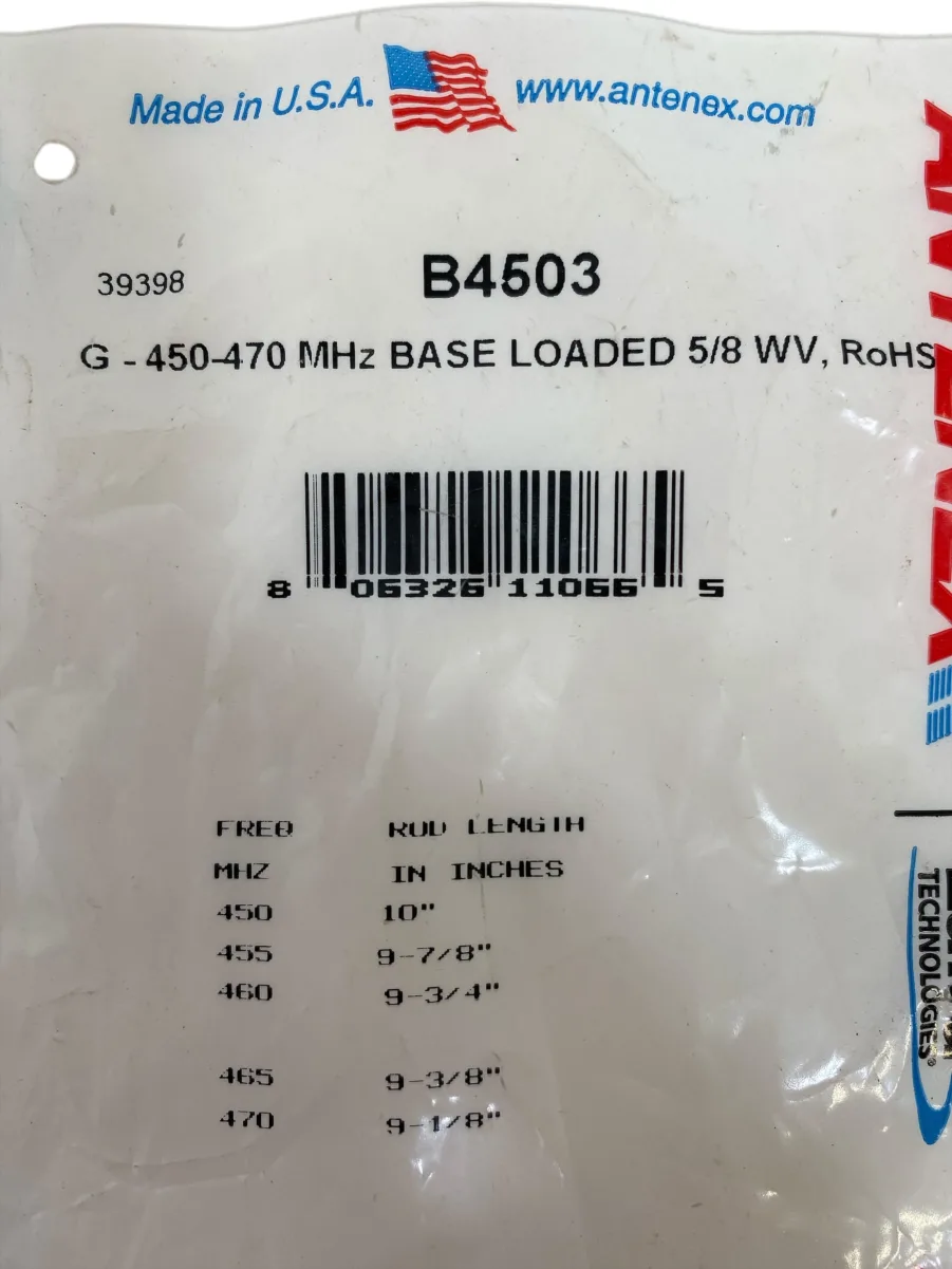 Antenex B4503 Tunable UHF Mobile Base-Loaded Antenna (450-470 MHz ...