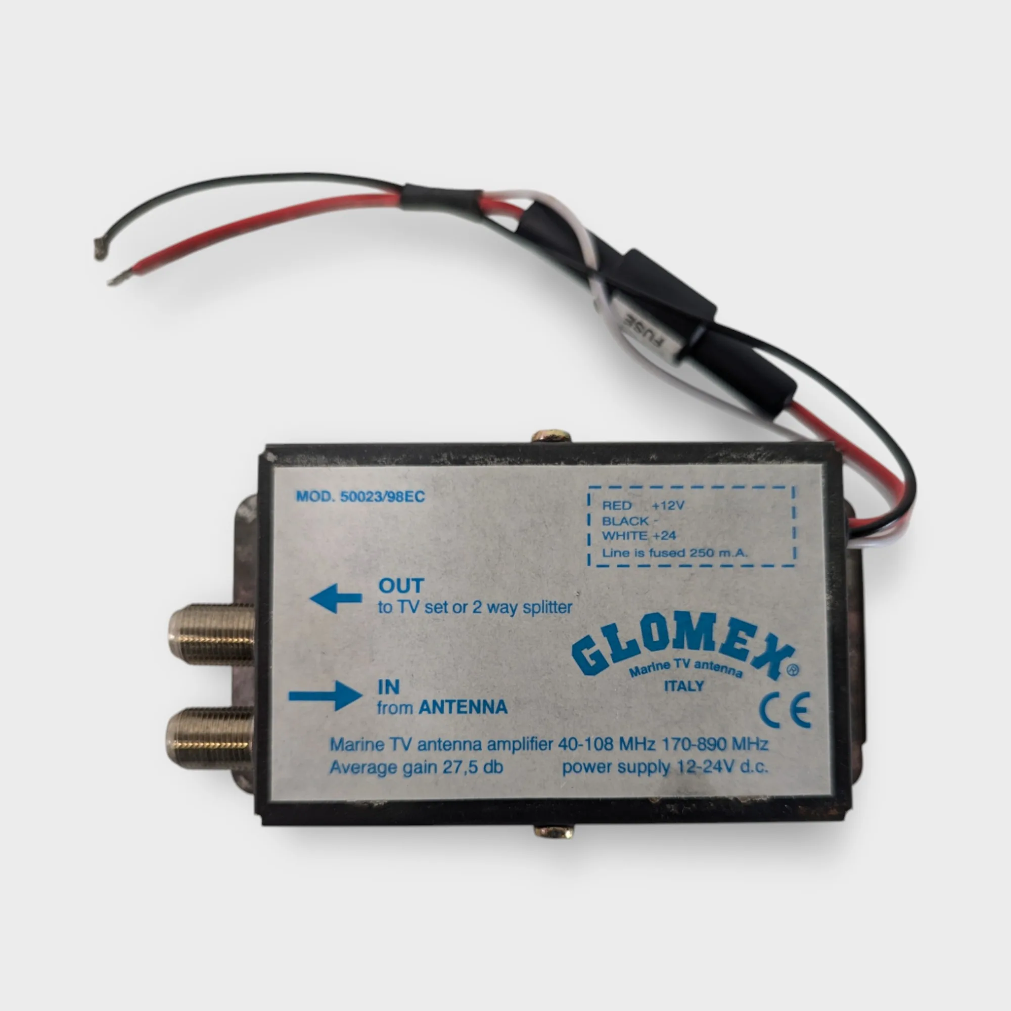 Glomex 50023/98EC Adjustable Gain Line Amplifier For Terrestrial TV ...