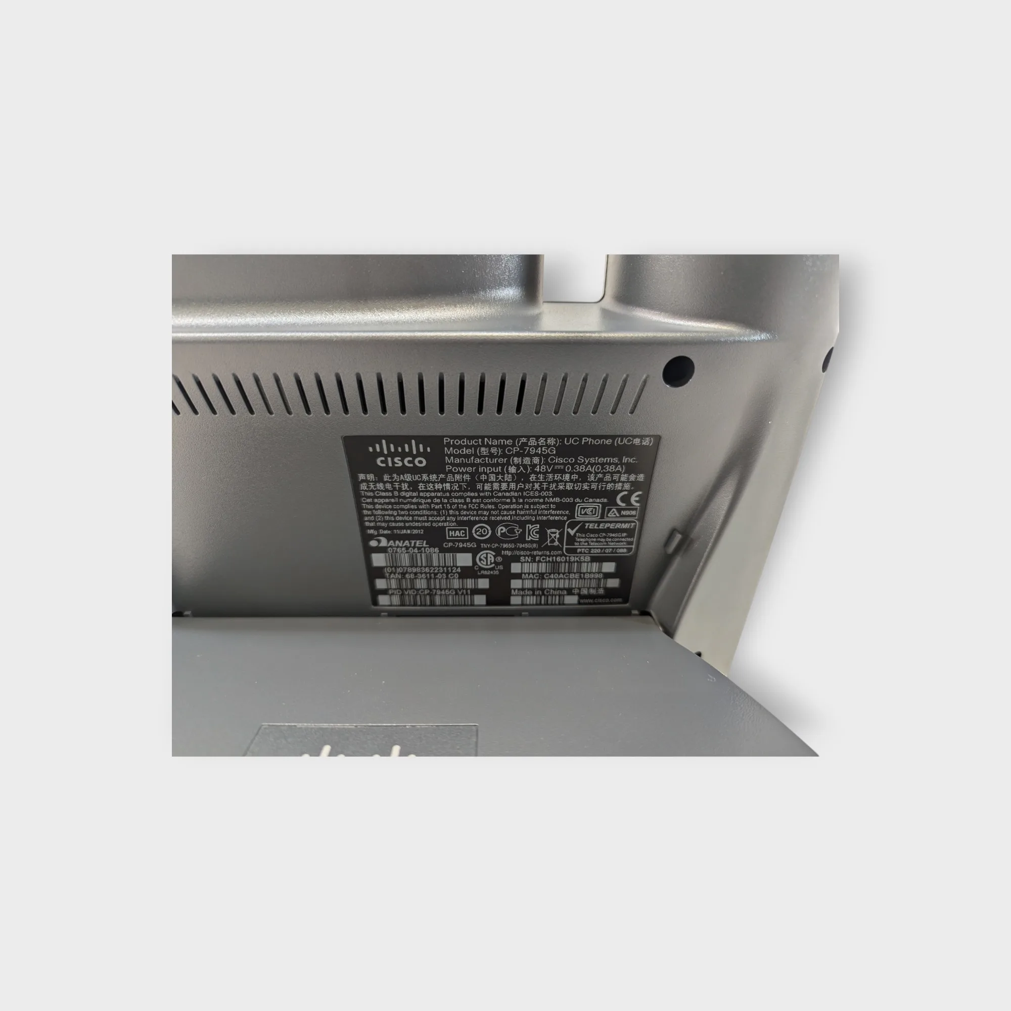 Cisco UC Phone 7945 Unified Gig Ethernet IP Phone With Handset Model CP ...