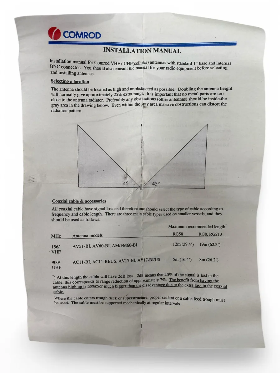 Comrod AV57BI 4ft VHF Dipole Antenna - 3dBi **New-Open Box** - Max Marine Electronics