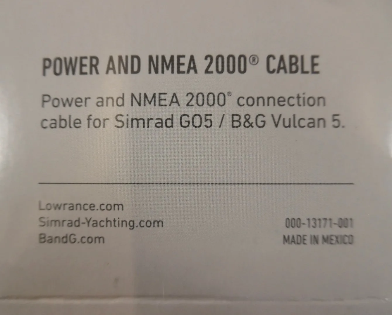 Simrad GO5 B&G Vulcan 5 Power NMEA 2000 Cable – 000-13171-001 – **NEW ...