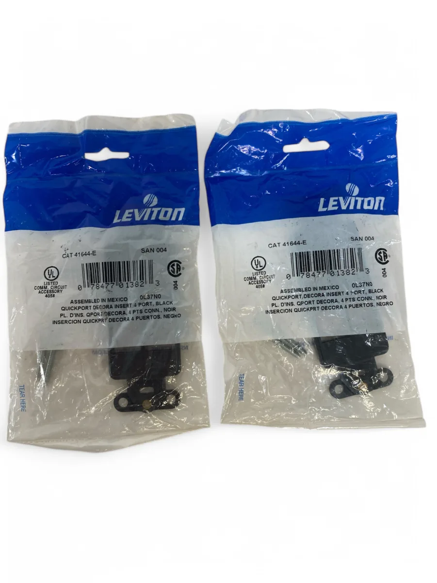 Leviton 41644-E Quickport Decora 4-Port Insert - Black **Lot of 2 ...