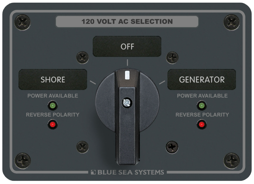 Blue Sea Systems 8365 AC Rotary Switch Panel 120VAC 65 Amp 2 Pos +Off 2 ...