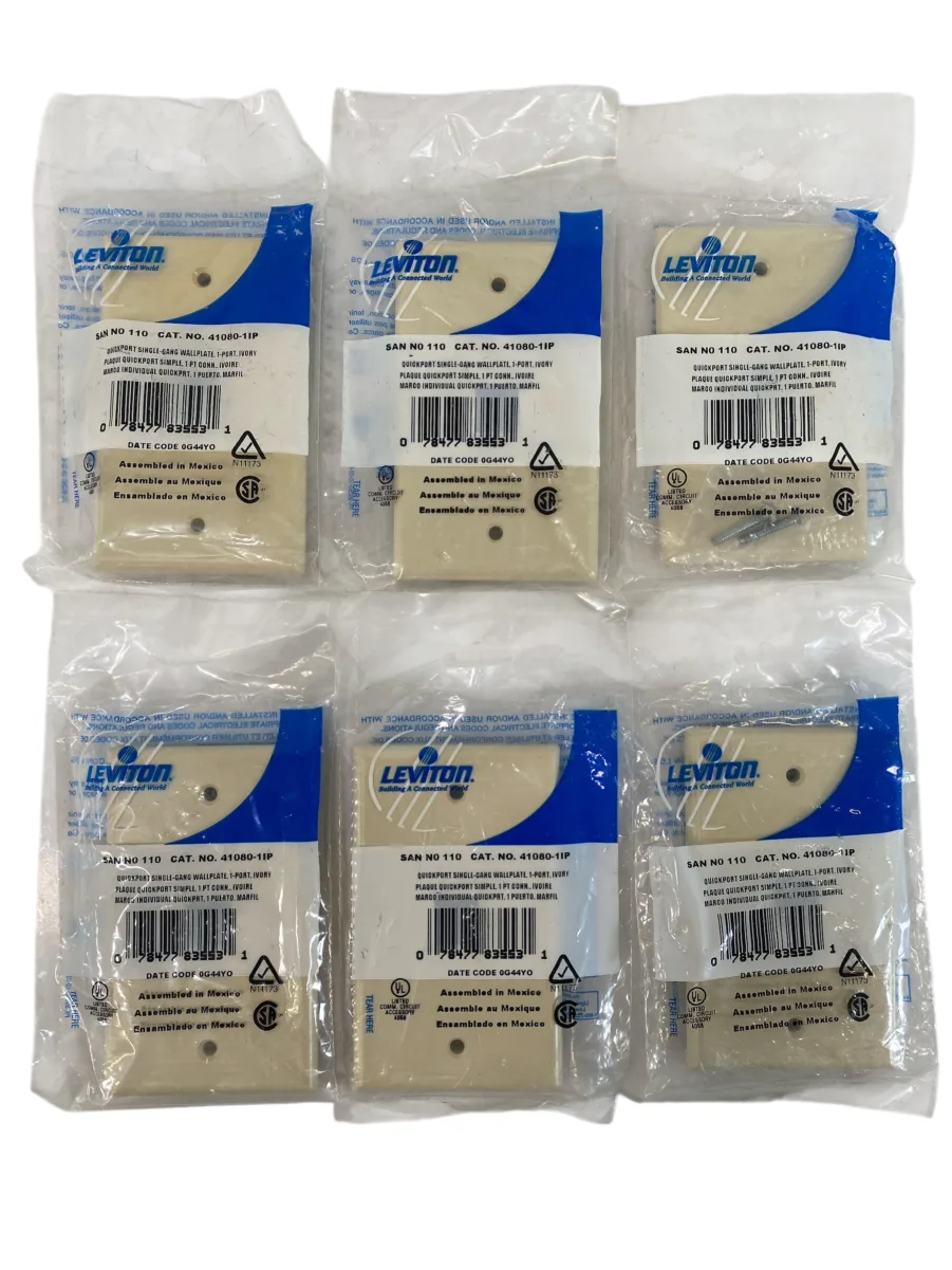 Leviton 41080-1IP Quickport 1-Port/Single-Gang Wall Plate - Ivory **Lot ...