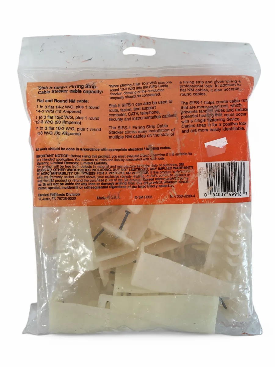 3M Stak-It SIFS-1 Firring Strip Cable Stacker **Bag of 25** - Max ...