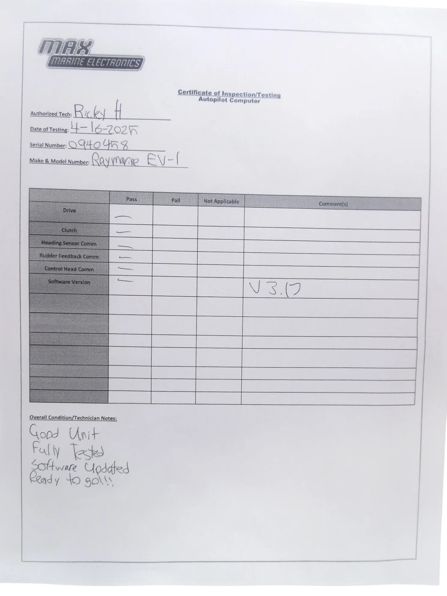 Raymarine Evolution Autopilot Heading Sensor CCU EV-1 E70096 - Max ...