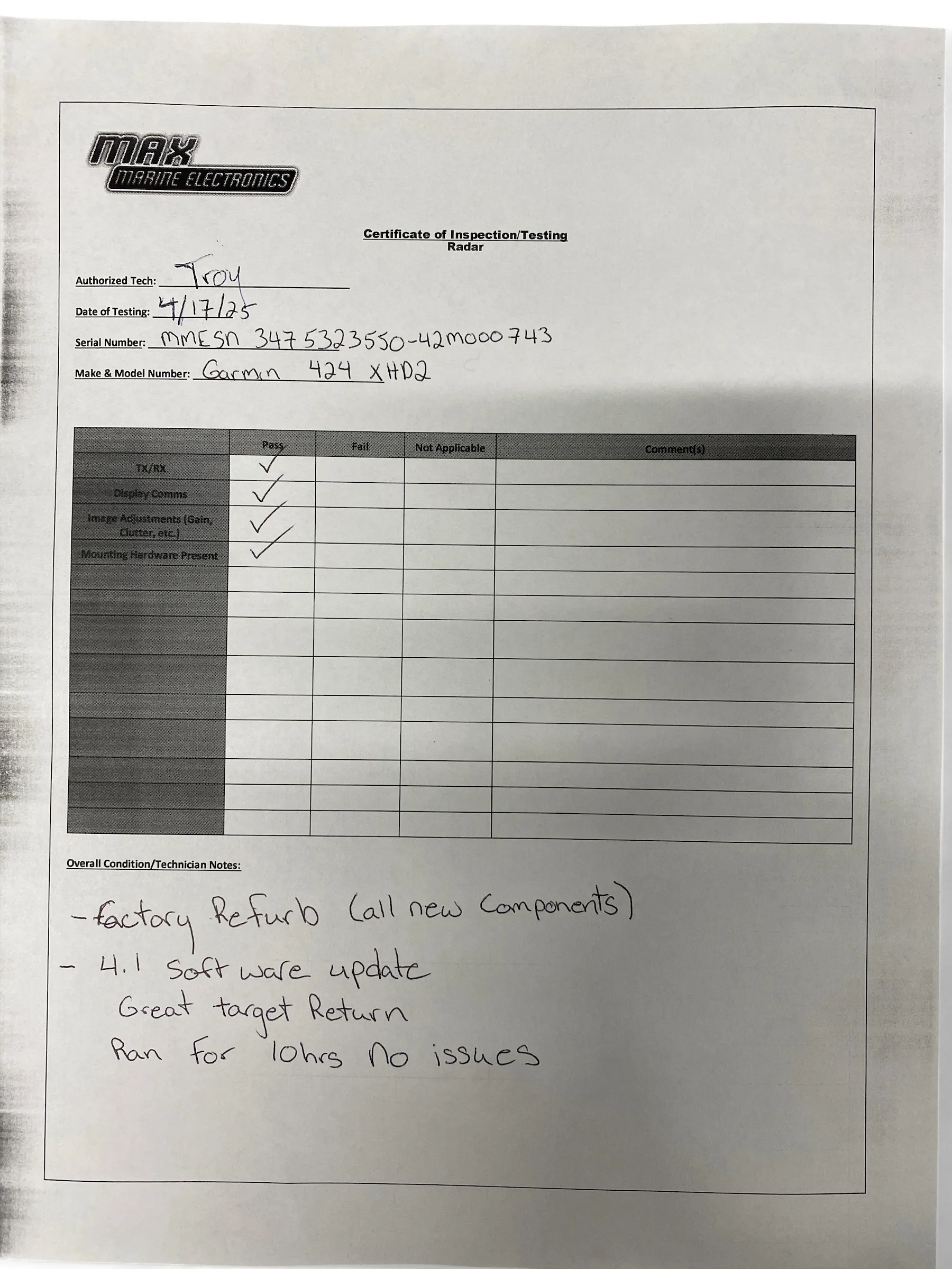 Garmin 4KW GMR 424 xHD2 Marine Radar Add-on Kit W/ 4' Array **FACTORY ...