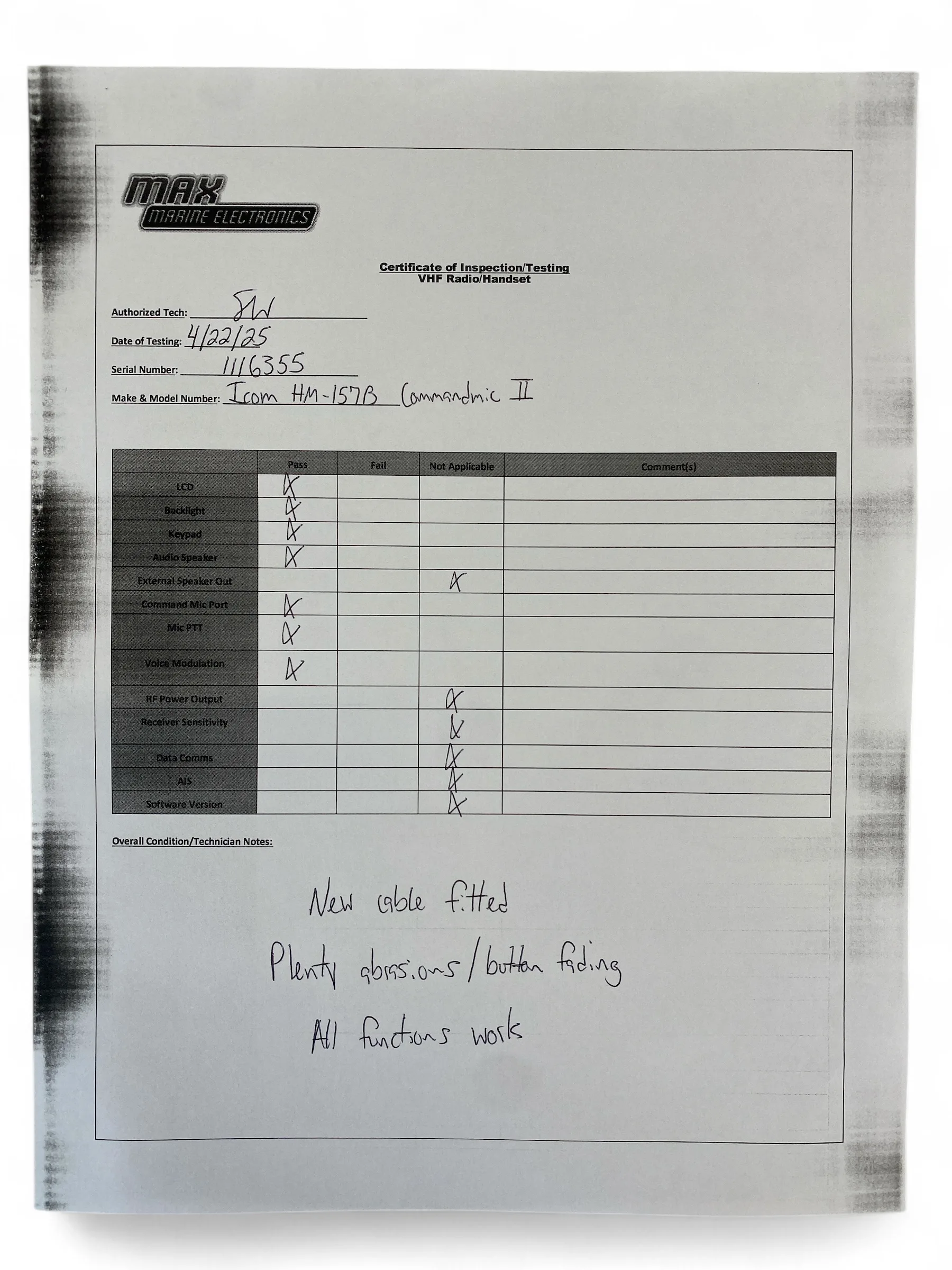 ICOM HM-157B Commandmic II Remote Handset for IC-M604/504/422 VHFs ...