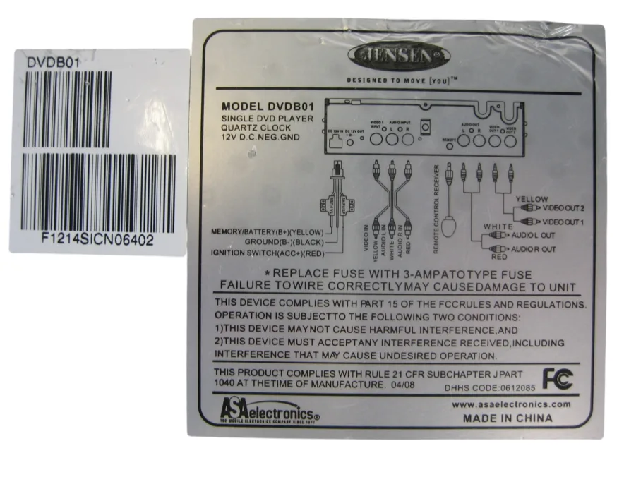 Jensen DVDBO1 DVD/CD/MP3 Player-Used- Fully Tested 90-Day Warranty ...