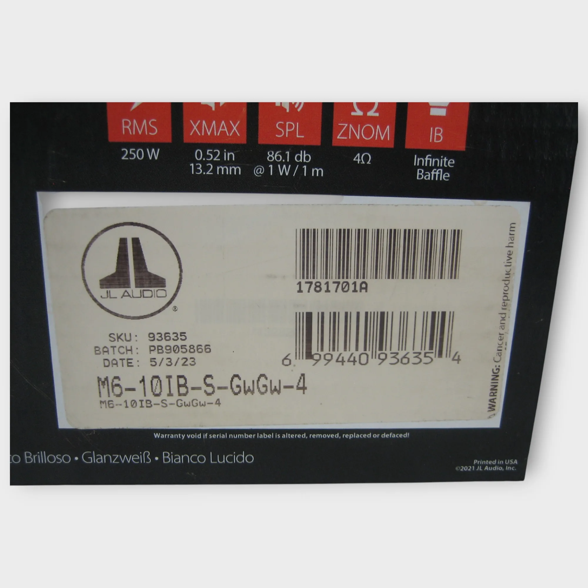 JL Audio M6-10IB-S-GWGW-4 10'' Marine Subwoofer w/ Sports Grille Tested ...