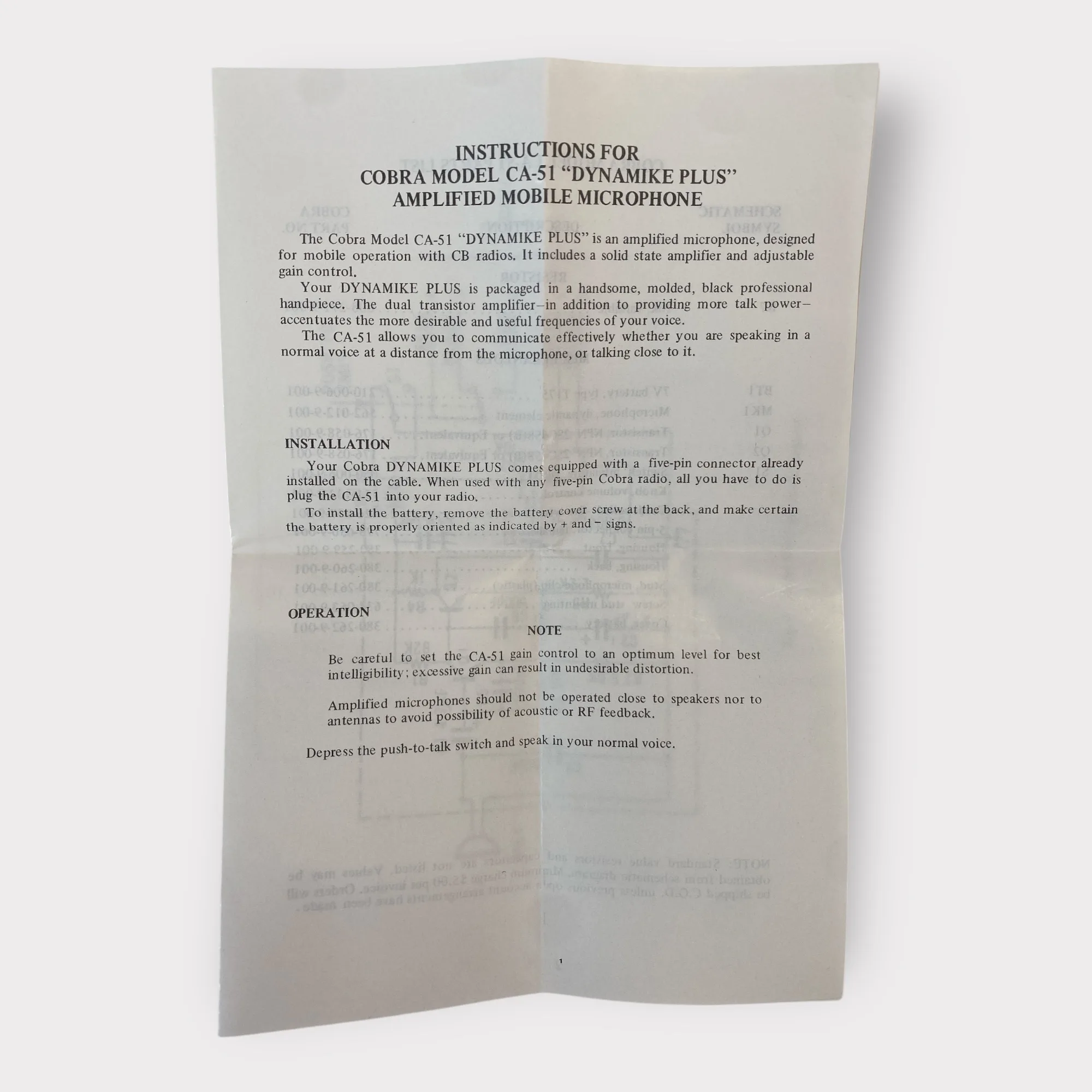 Cobra CA-51 Vintage 5-Pin Dynamike Plus Amplified Mobile Microphone ...